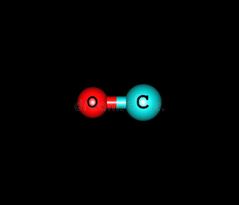 Carbon Monoxide Molecular Structure Isolated on Black Stock ...