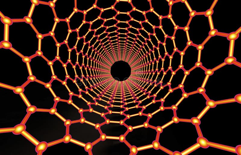 Carbon Nanotube, 3D Illustration Stock Illustration - Illustration of ...