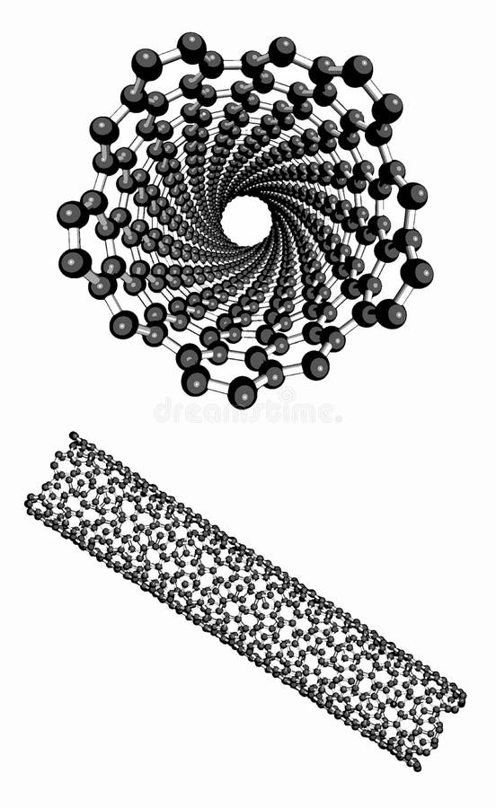 Carbon Nanotube CNT, Molecular Model. Ball-and-stick Models. Viewed ...