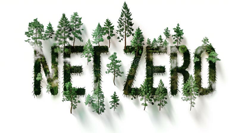 Carbon Net Zero Concept Image. Net Zero Text with Forest Effect Stock ...