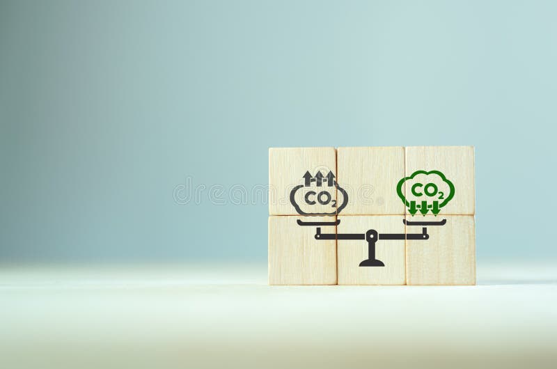 Carbon Neutral Balancing CO2 Emission Offset Concept. Stock Photo ...
