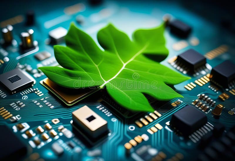 Carbon Neutral, ESG Concepts. Green Leaf Inside a Computer Circuit ...
