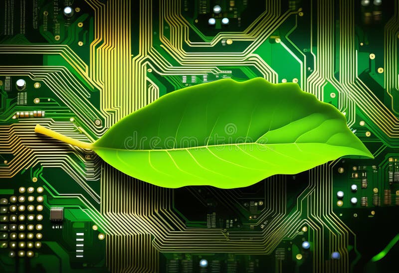 Carbon Neutral, ESG Concepts. Green Leaf Inside a Computer Circuit ...
