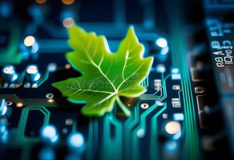 Carbon Neutral, ESG Concepts. Green Leaf Inside a Computer Circuit ...