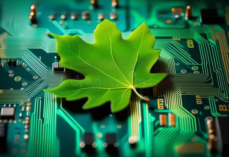 Carbon Neutral, ESG Concepts. Green Leaf Inside a Computer Circuit ...