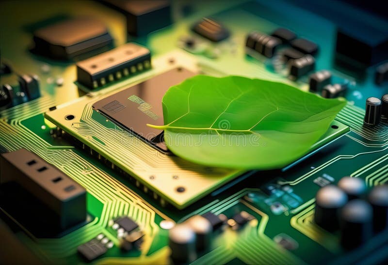 Carbon Neutral, ESG Concepts. Green Leaf Inside a Computer Circuit ...