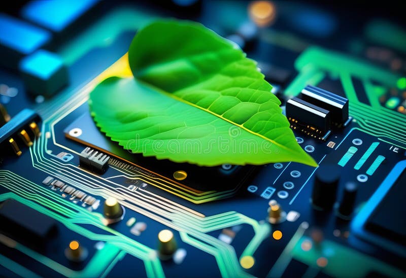 Carbon Neutral, ESG Concepts. Green Leaf Inside a Computer Circuit ...
