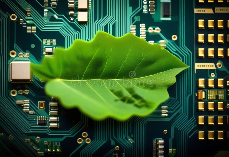 Carbon Neutral, ESG Concepts. Green Leaf Inside a Computer Circuit ...