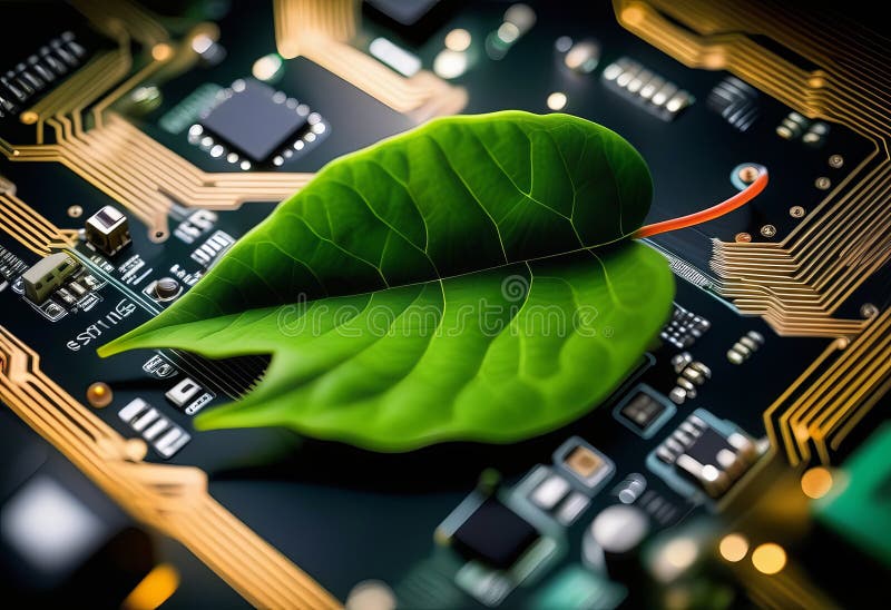 Carbon Neutral, ESG Concepts. Green Leaf Inside a Computer Circuit ...