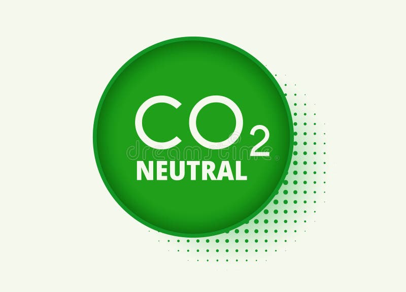 Carbon Neutral Sticker with Halftone Shadow. Circle Dot Pattern. CO2 ...