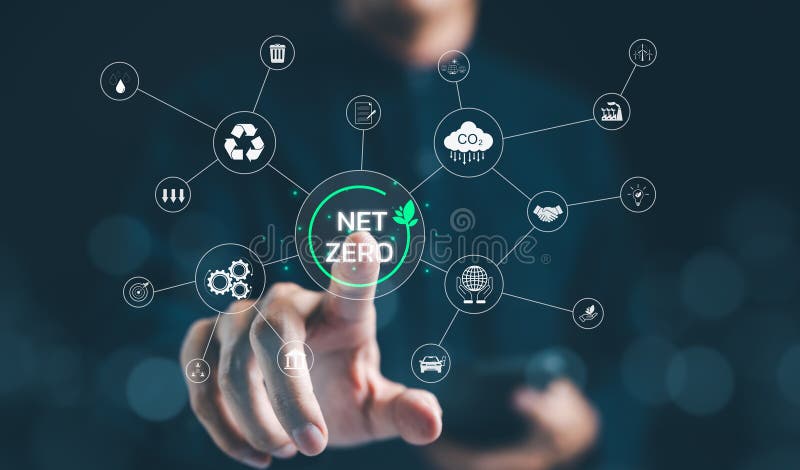 Carbon Neutrality Concept. Person Interacting with a Digital Interface ...