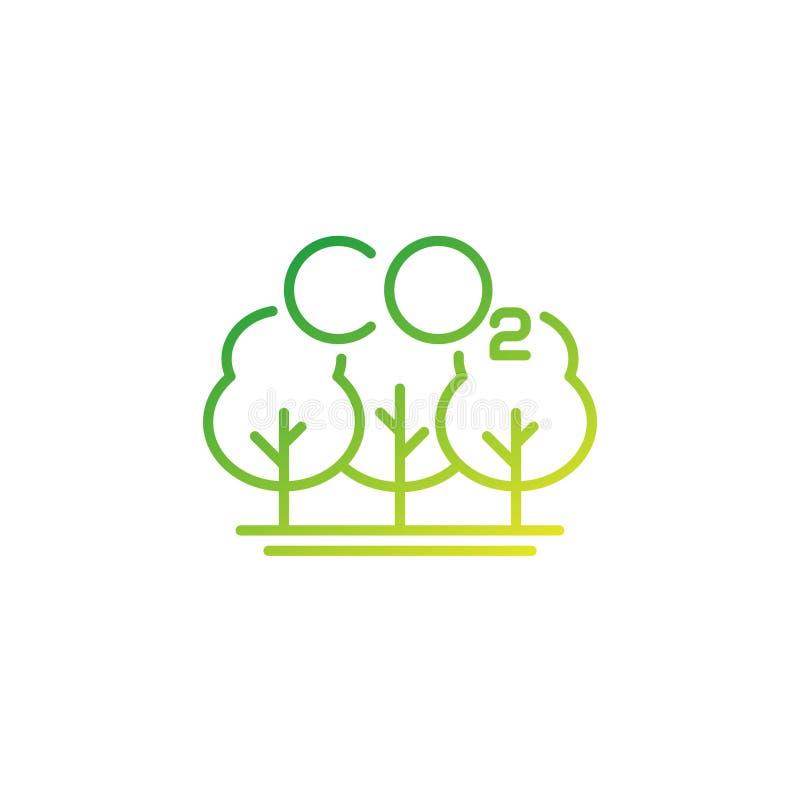Carbon Offset, Reducing Co2 Gas Icon, Line Vector Stock Illustration ...