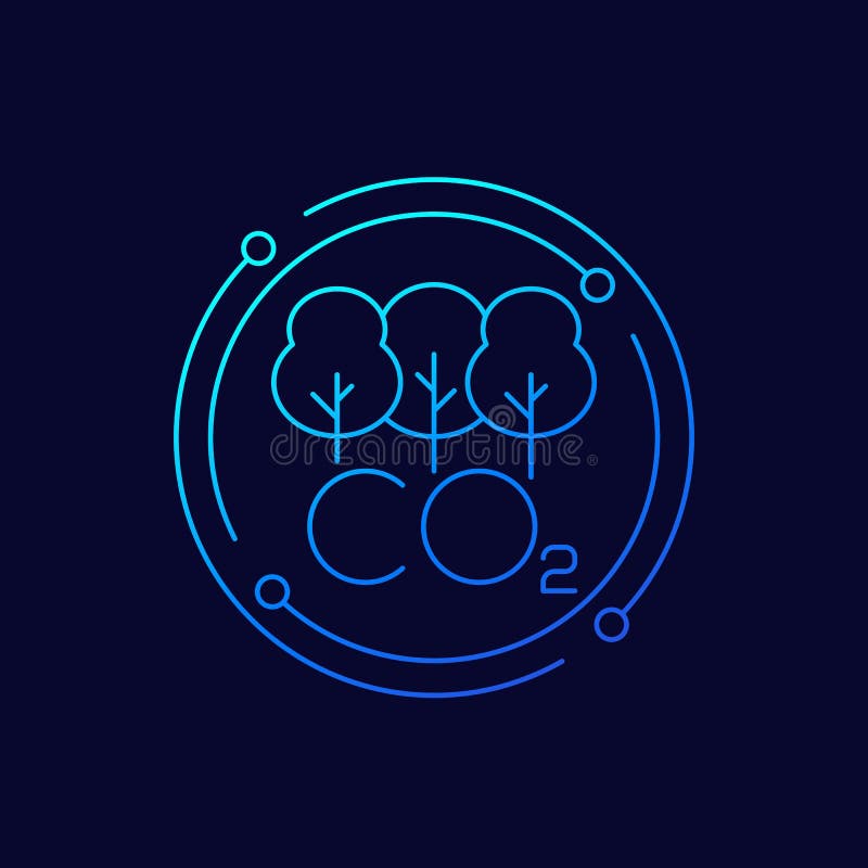 Carbon Offset and Reducing Co2 Gas Icon, Linear Stock Vector ...