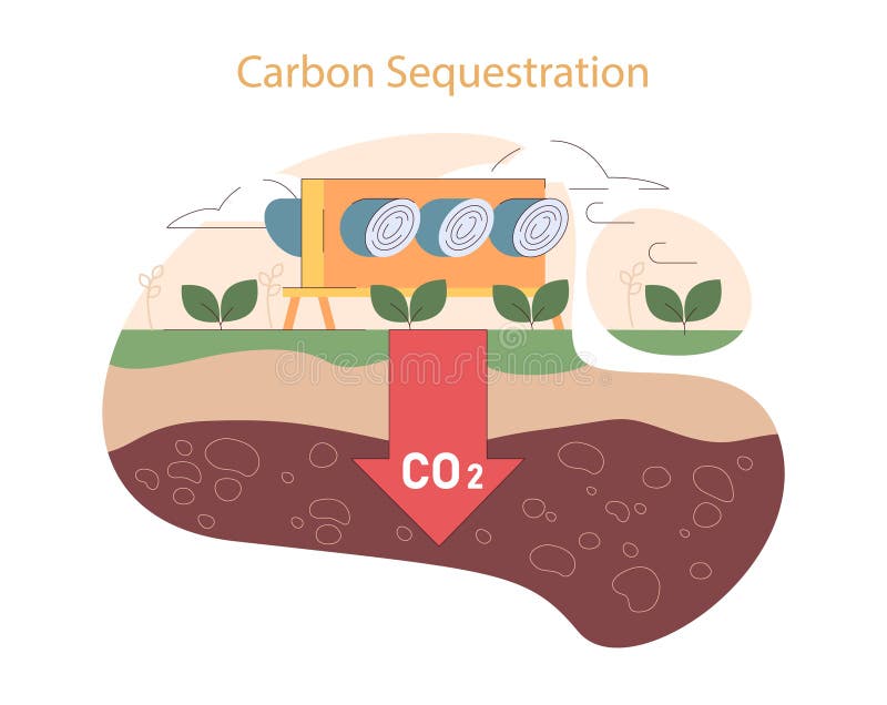 Carbon Sequestration Concept. Stock Vector - Illustration of foliage ...