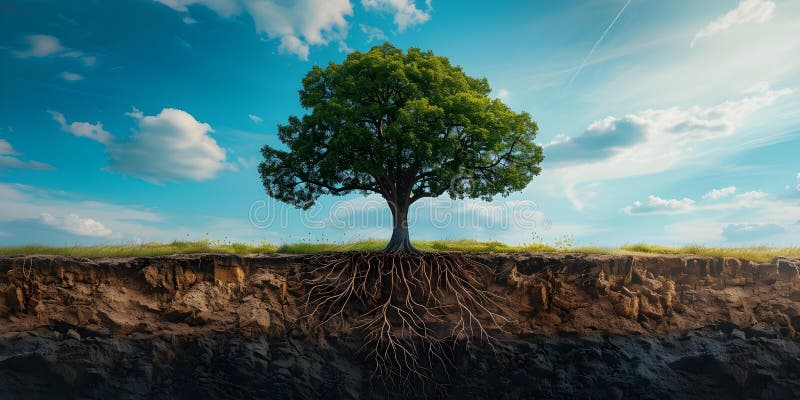 Carbon Sequestration: Tree Roots in a Bank Storing Carbon Credits for ...