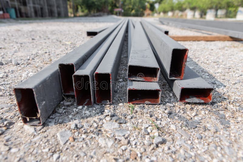 CARBON STEEL RECTANGULAR TUBE Stock Image - Image of industrial ...