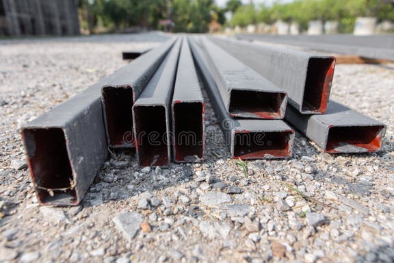 Carbon Steel Rectangular Tube Stock Image - Image of industrial ...