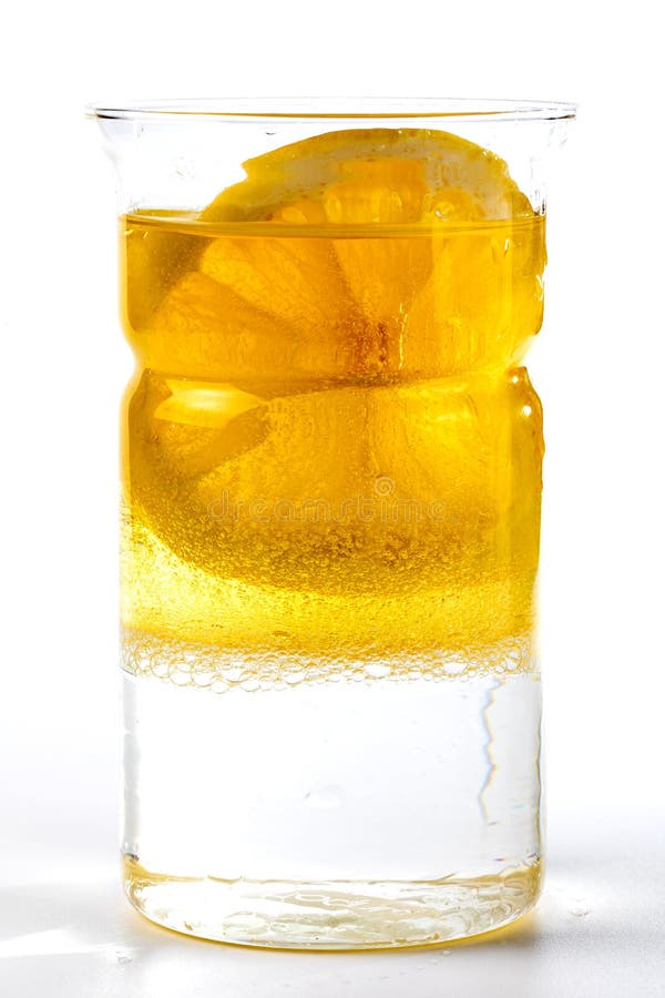 Carbonated Drink with a Slice of Lemon Stock Photo - Image of liquid ...