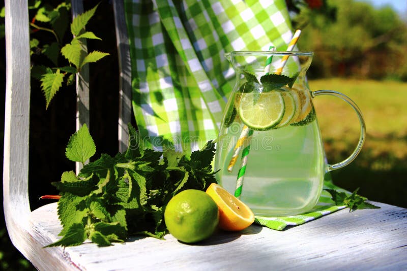 Carbonated Lemonade in the Pitcher Stock Photo - Image of lemon, soft ...
