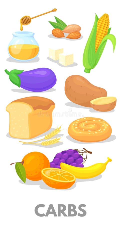 Carbs Chart. Cartoon Food Macronutrients Stock Illustration ... Carbs Chart. Cartoon Food Macronutrients Stock Illustration ...
