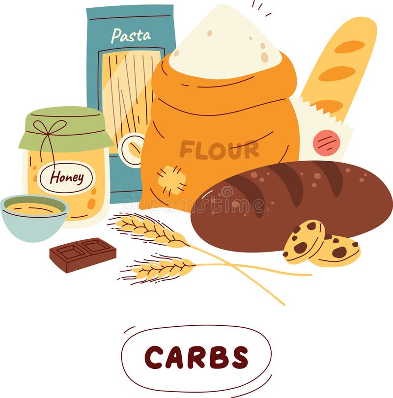 Carbs Food Group stock vector. Illustration of bread - 302337392