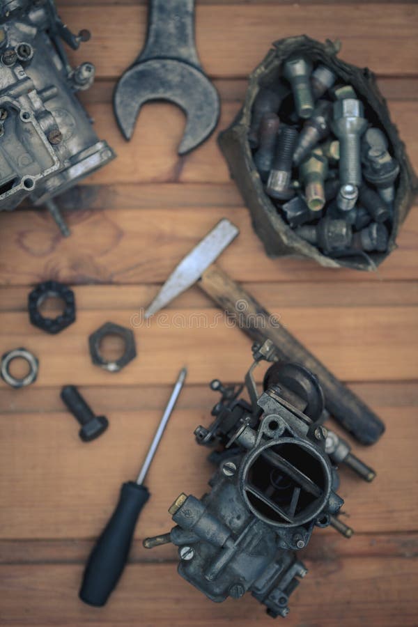 Carburetors for a Car Engine with Tools Stock Photo - Image of gear ...