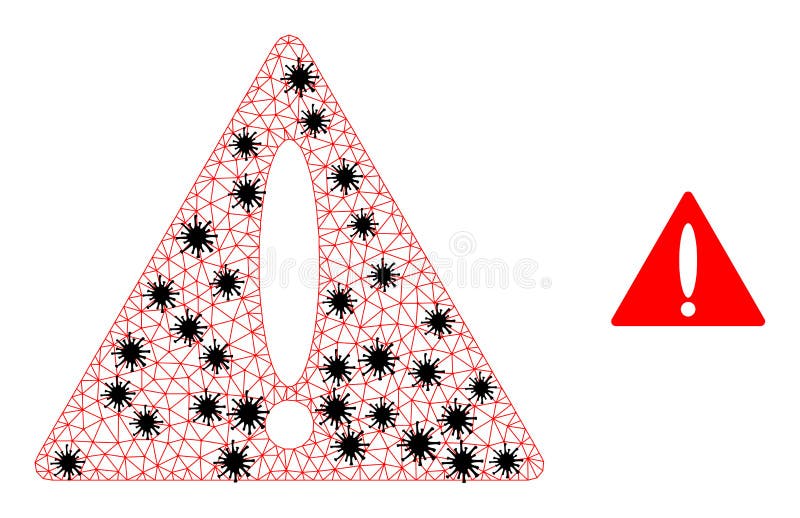 Carcass Mesh Warning Triangle Icons with Coronavirus Items Stock Vector ...