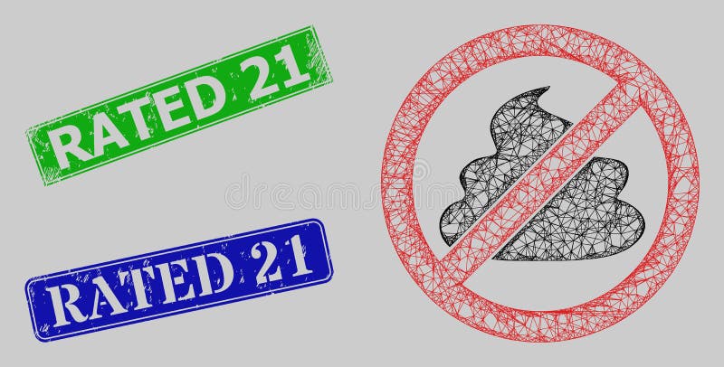 Textured Rated 21 Stamp Seals and Crossed Stop Shit Mesh Stock Vector ...