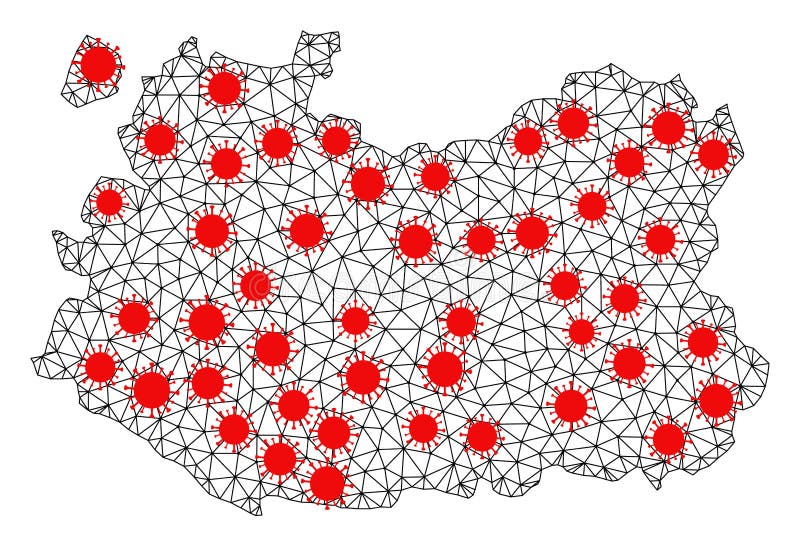 Carcass Polygonal Map of Ciudad Real Province with Red Virus Centers ...