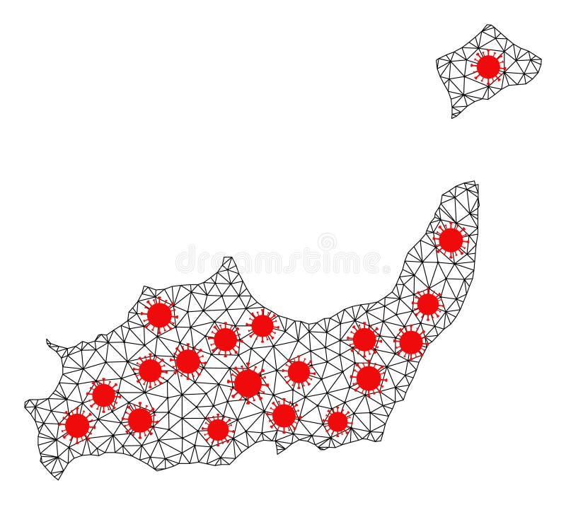 Carcass Polygonal Map of Inagua Islands with Red Covid Elements Stock ...