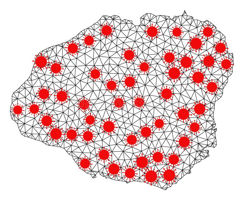 Carcass Polygonal Map of Kauai Island with Red Infectious Elements ...