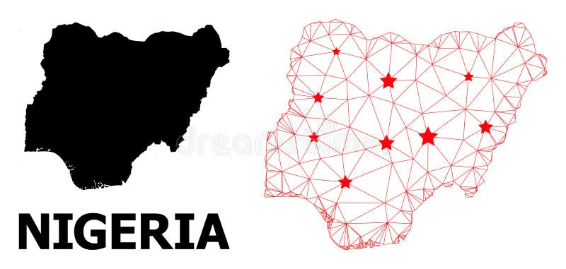 Carcass Polygonal Map of Nigeria with Red Stars Stock Vector ... Carcass Polygonal Map of Nigeria with Red Stars Stock Vector ...