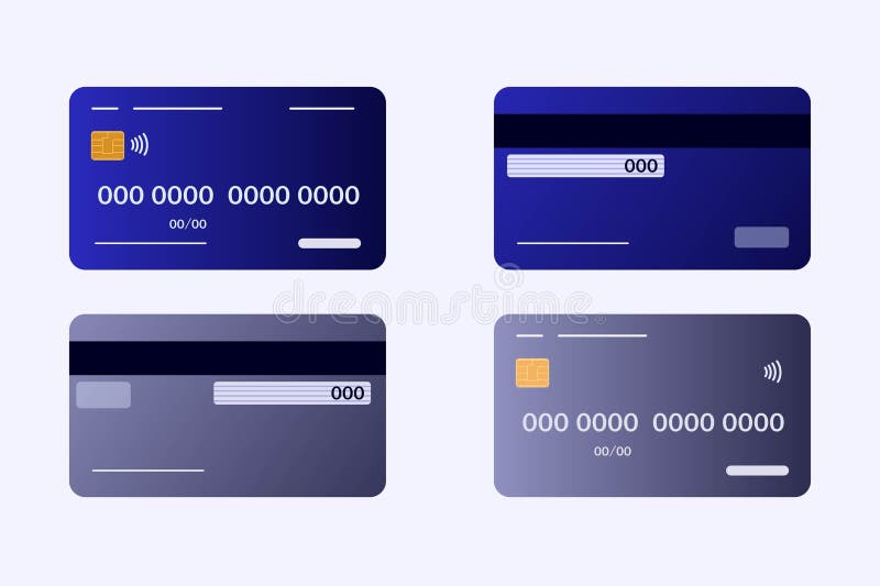 Vector Credit Card Front and Back Side Mockup for Banking Transaction ...