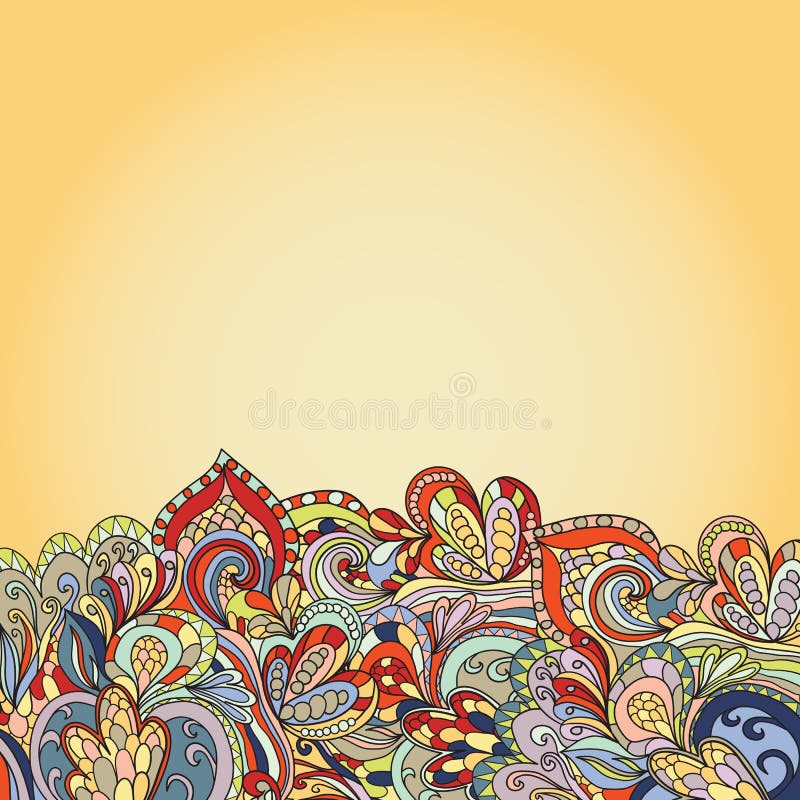 Card with Abstract Hand-drawn Waves Pattern Stock Illustration ...