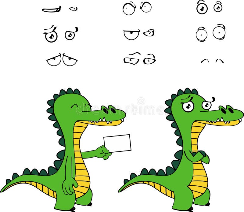 Crying Alligator Cartoon Expressions Set Stock Vector - Illustration of ...