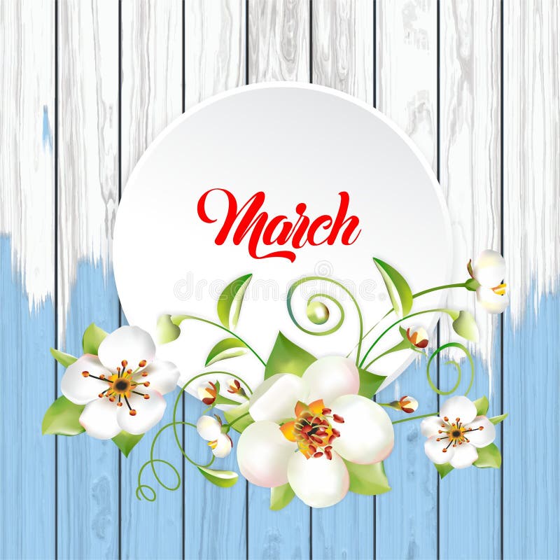 Card with Apple Flowers - Vector Stock Illustration - Illustration of ...