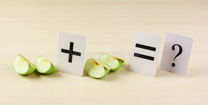 Card and Apple with Math Problems Stock Photo - Image of kindergarten ...