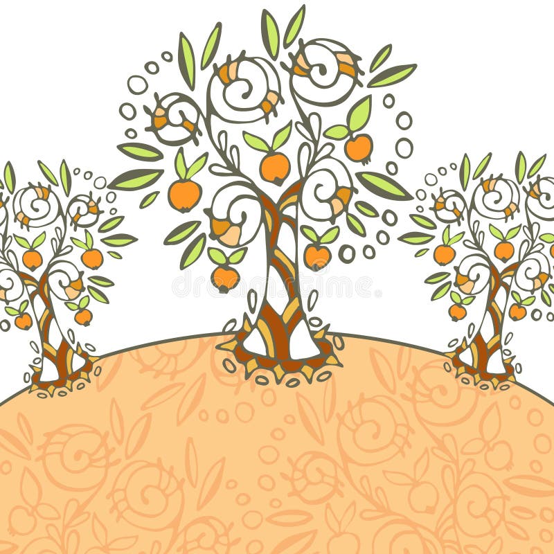 Card with apple trees stock vector. Illustration of tree - 29073549