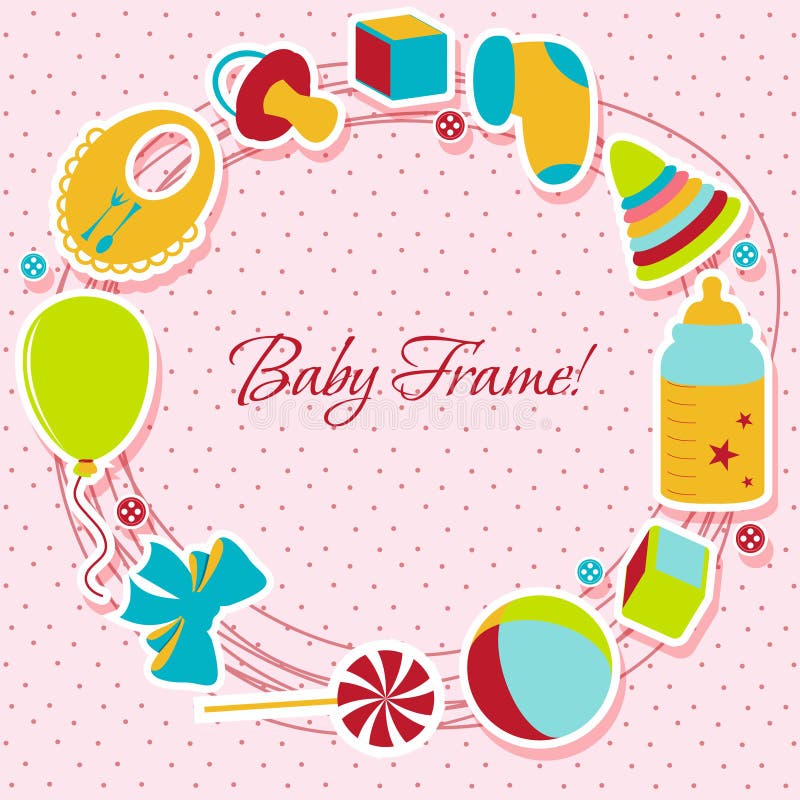 Baby Girl Arrival Card stock vector. Illustration of background - 43587120