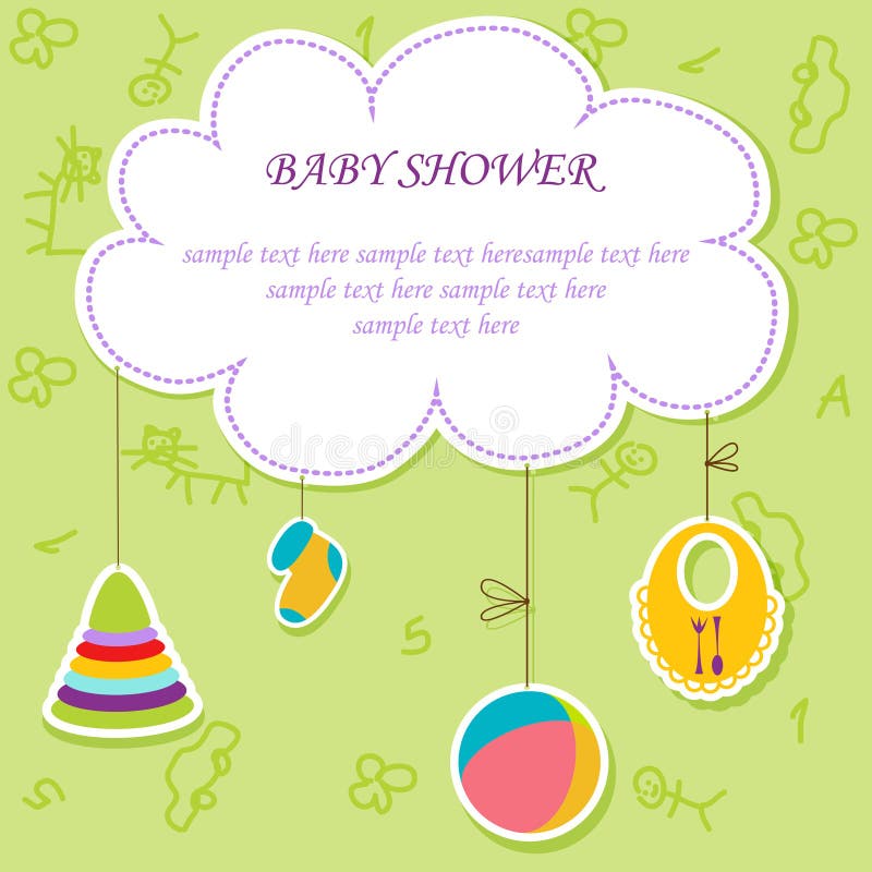 Baby Shower Invitation Card Stock Vector - Illustration of invitation ...