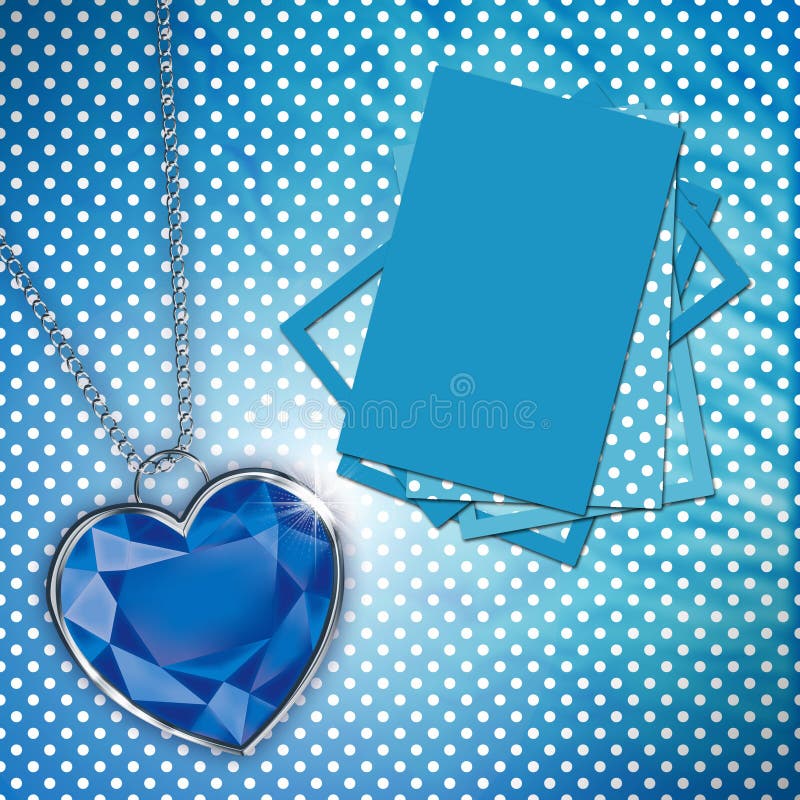 Card with Blue Diamond Heart for Design Stock Illustration ...