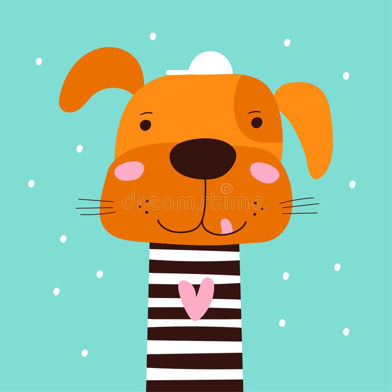 Card with Cartoon Cute Dog. Vector Illustrations Stock Vector ...