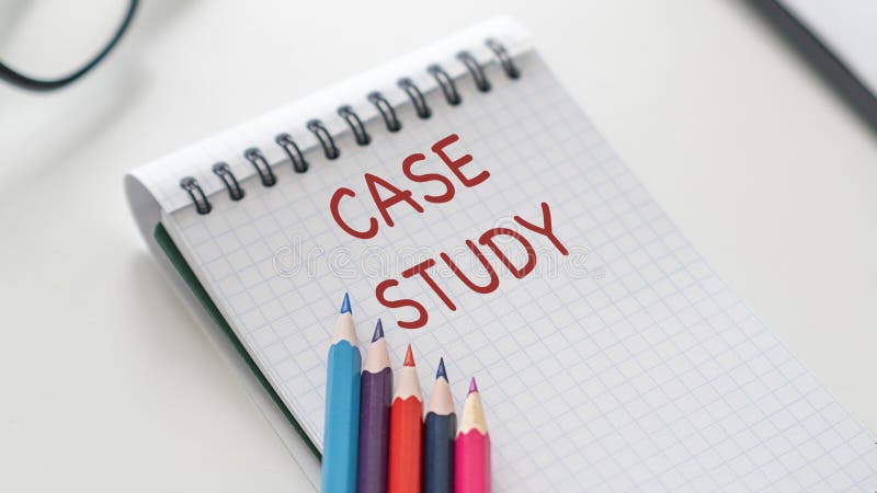 Card with Case Study Text on a Yellow Background with Office Items ...