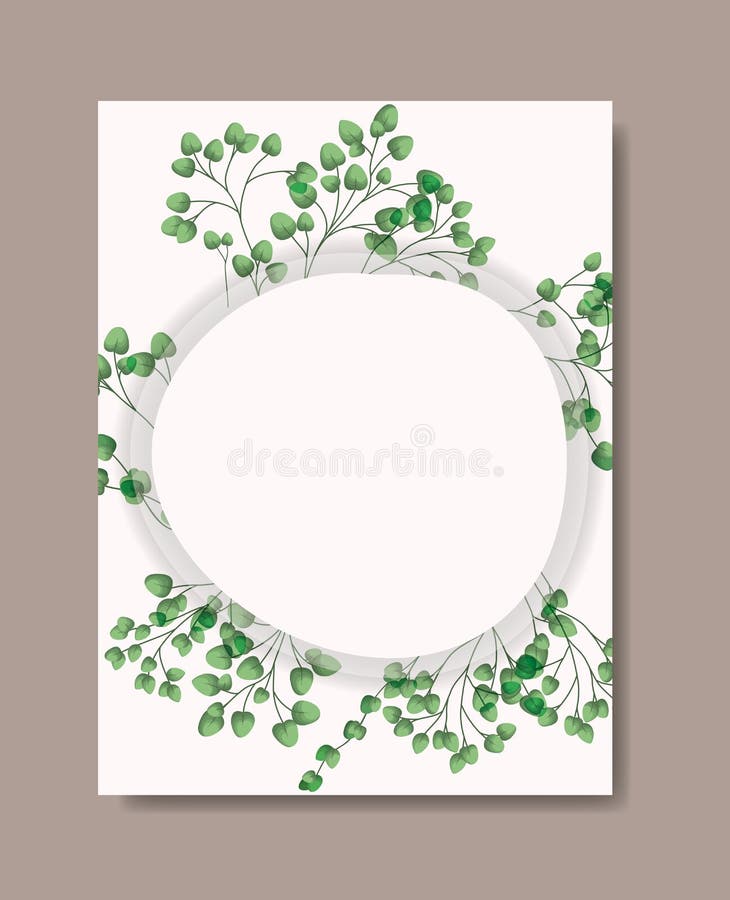 Card with Circular Frame and Laurel Leafs Stock Vector - Illustration ...