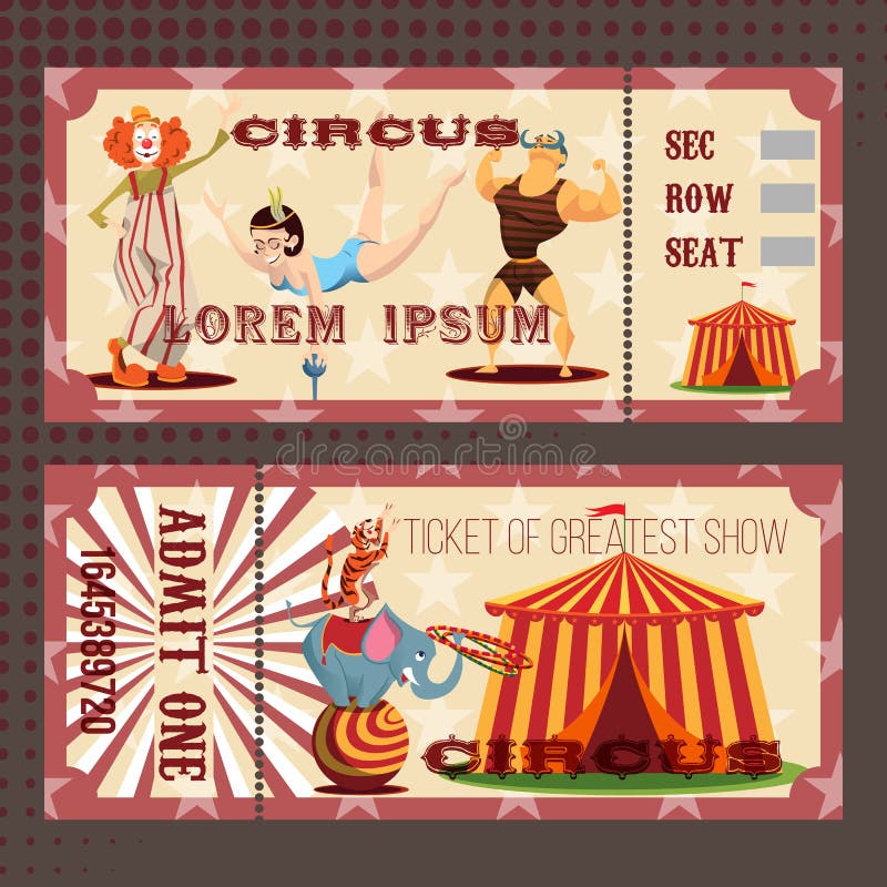 Card with Circus Ticket stock vector. Illustration of cover - 87723208