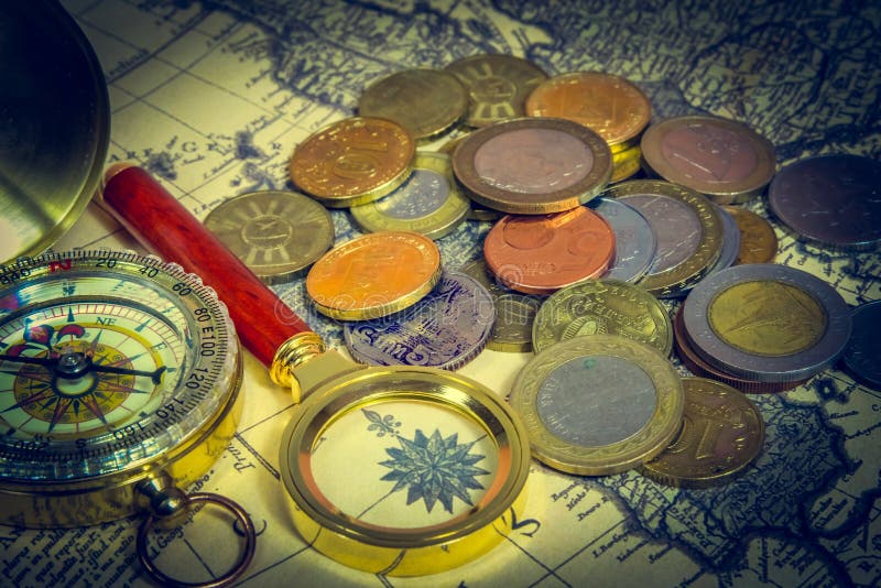 Card with coins stock image. Image of retro, antique - 39483889