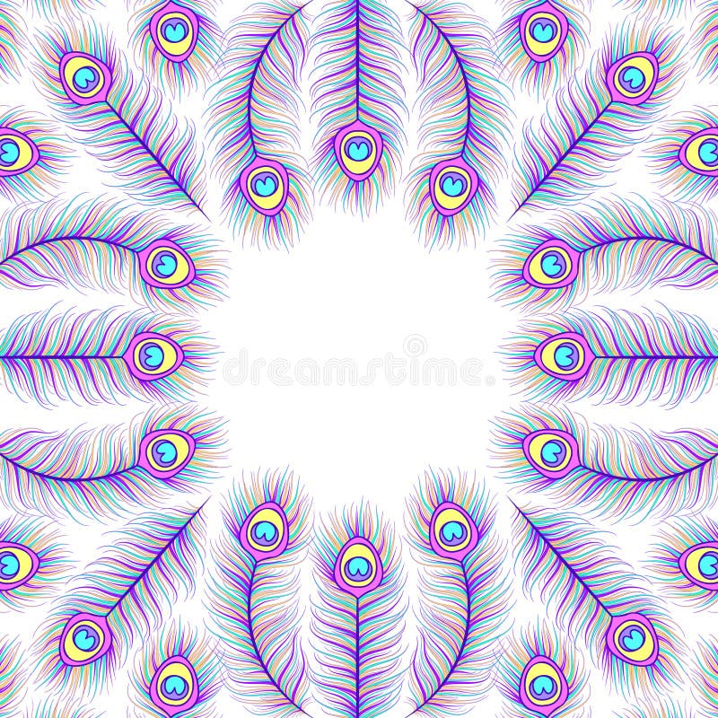 Card with Colorful Peacock Feathers Stock Vector - Illustration of ...