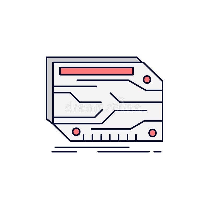Card, Component, Custom, Electronic, Memory Flat Color Icon Vector ...
