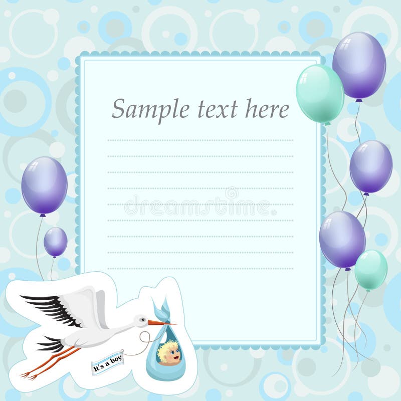 Card with Congratulations on the Birth of a Boy Stock Vector ...