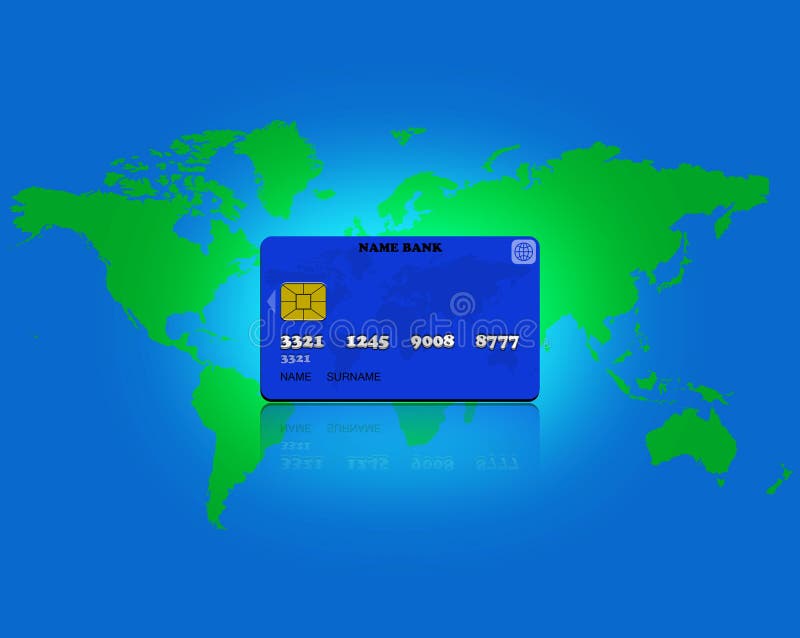 Card credit and world map stock illustration. Illustration of debit ...
